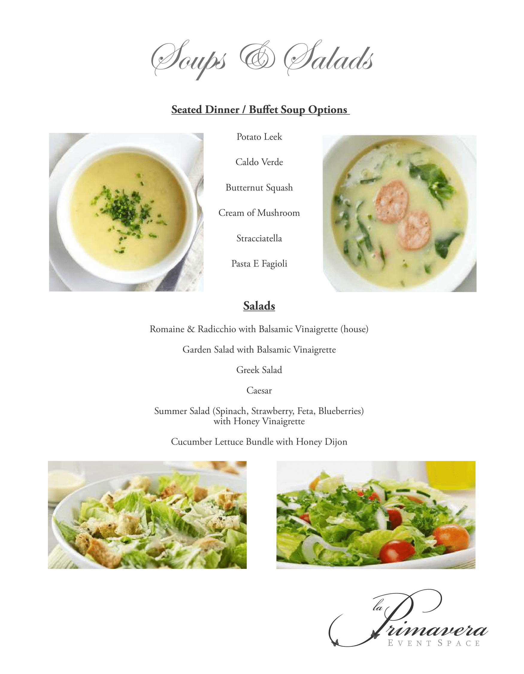 Complete Menu — La Primavera Event Space | Vaughan Event Venue | Woodbridge