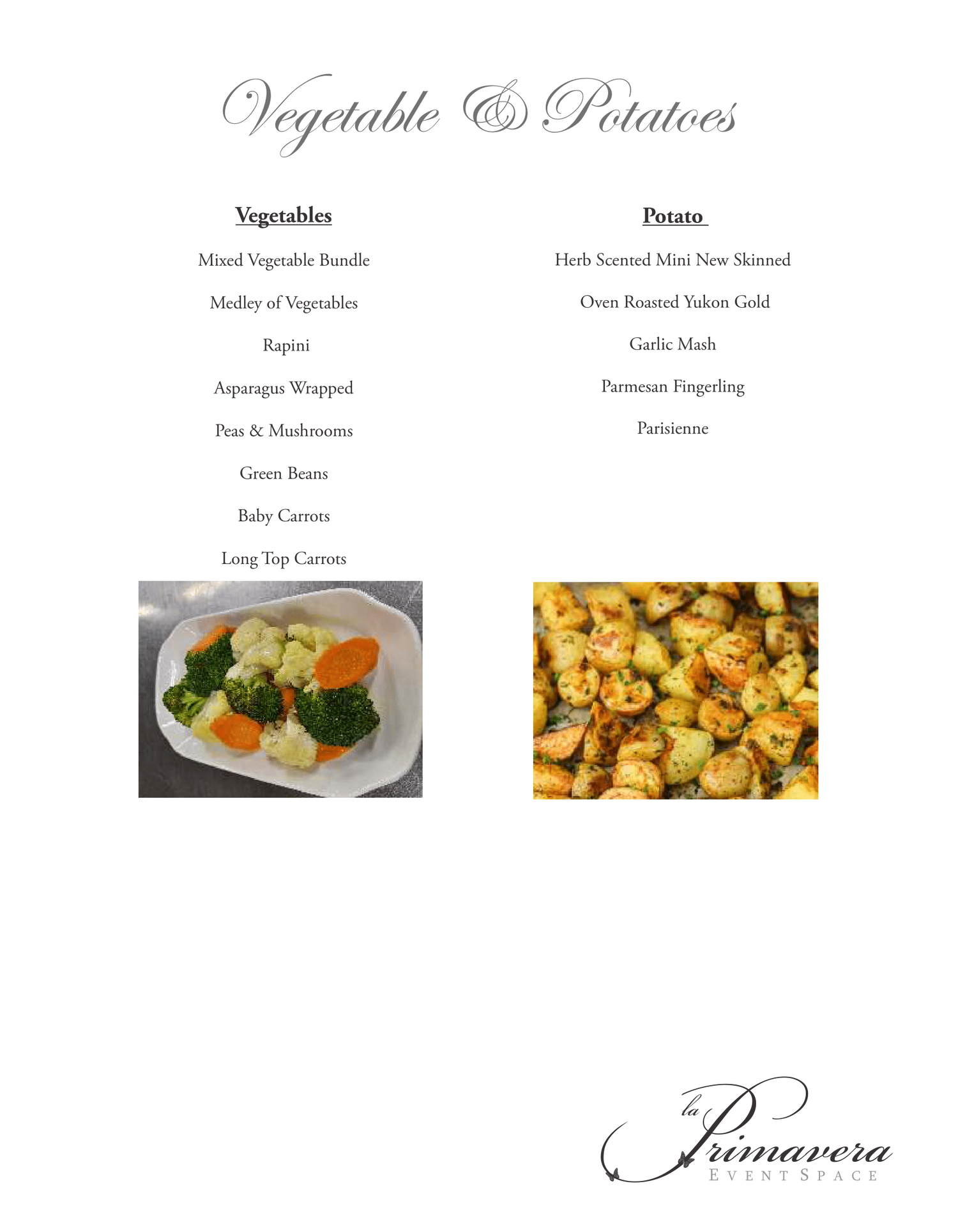 Complete Menu — La Primavera Event Space | Vaughan Event Venue | Woodbridge