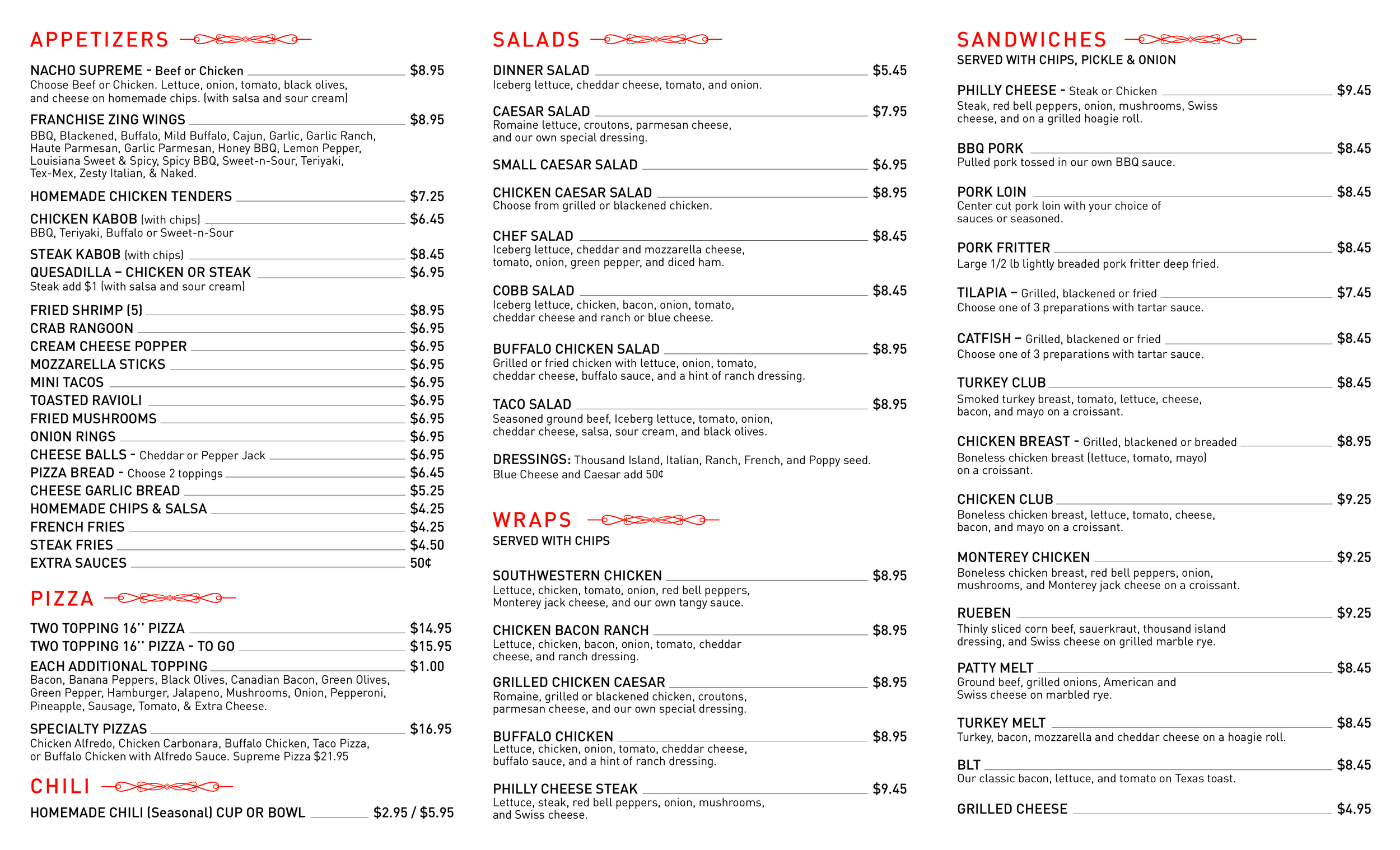 Menu — The Franchise Sports Bar and Grill