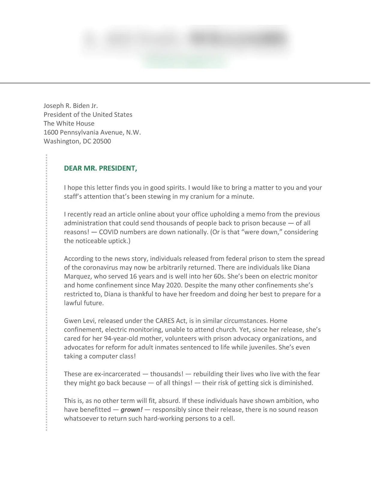 A Letter to POTUS — Re/Creation