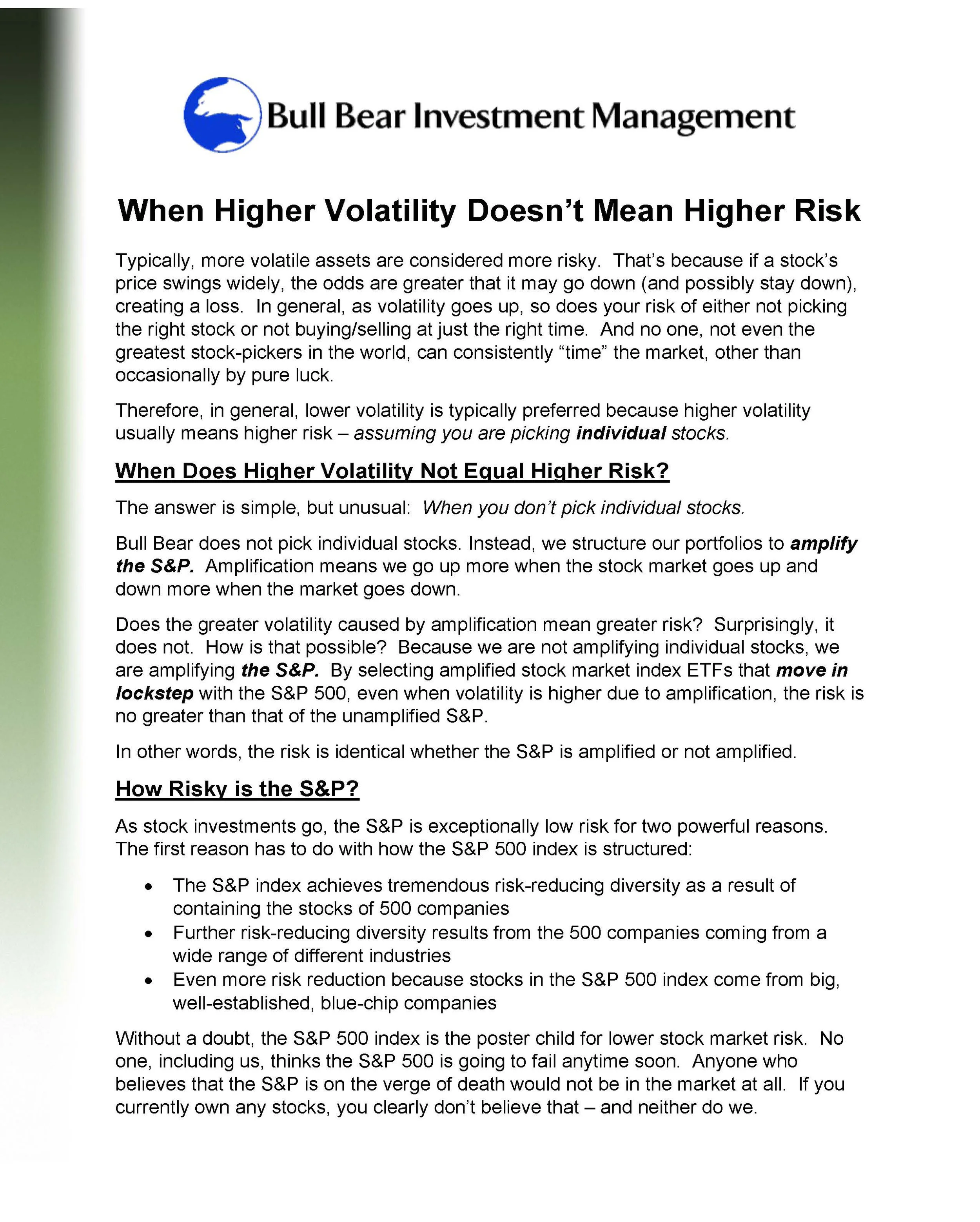 When Higher Volatility Doesn't Mean Higher Risk — Bull Bear Investment ...