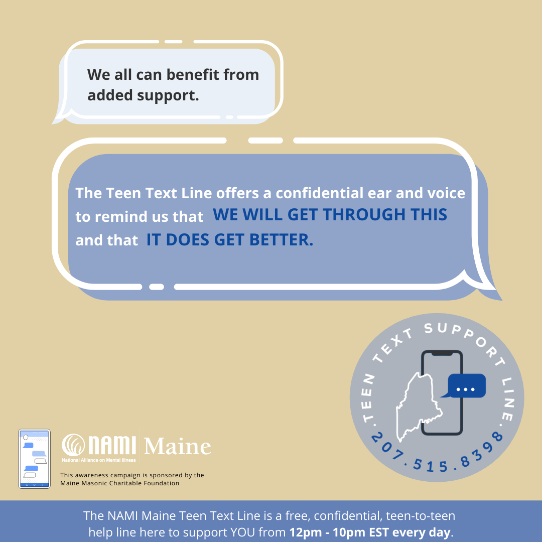 Maine Teen Text Support Line — NAMI Maine