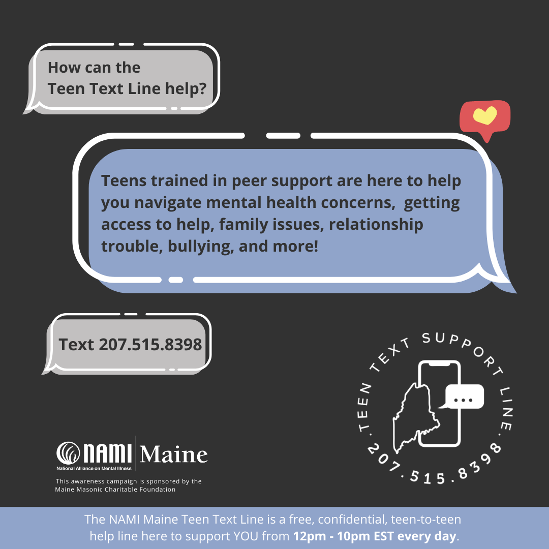 Maine Teen Text Support Line — NAMI Maine