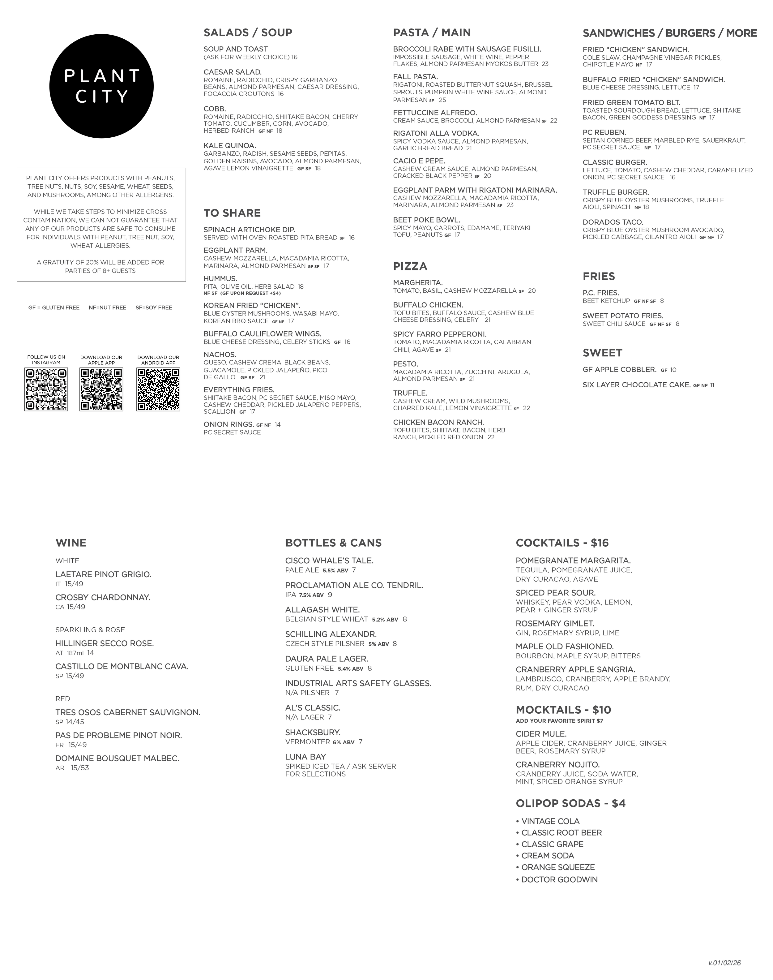 Plant City Menu | Plant City