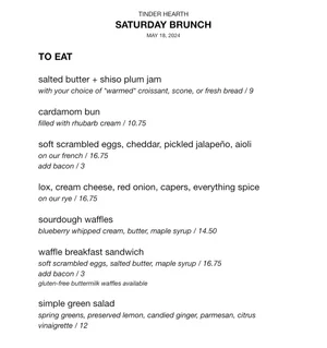 News & Menus — Tinder Hearth