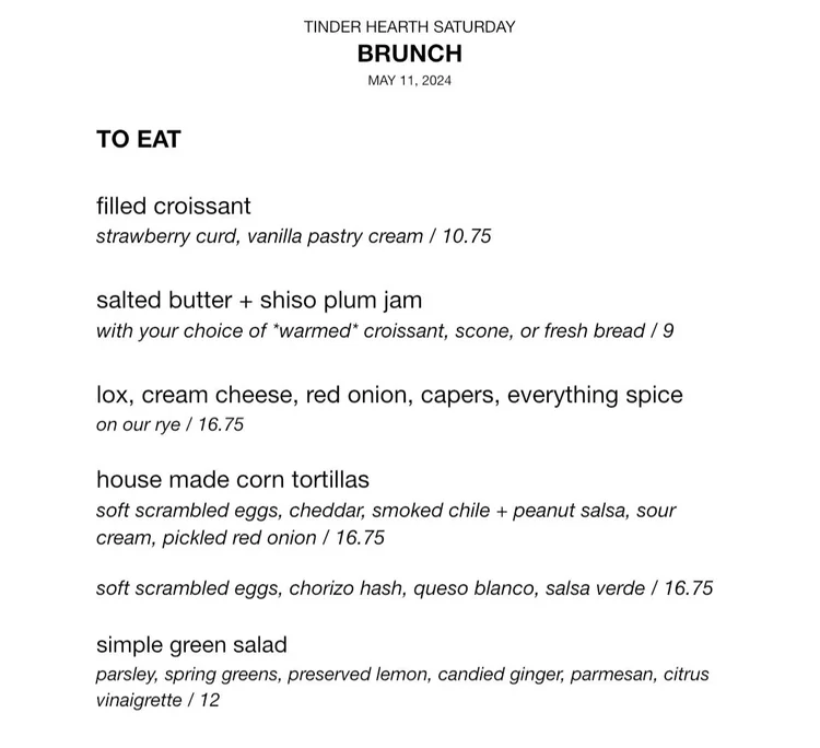 News & Menus — Tinder Hearth