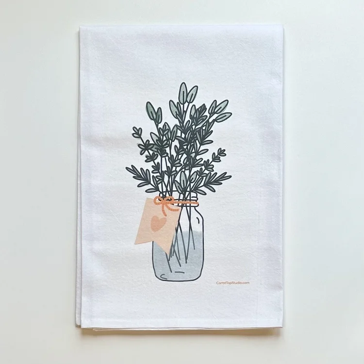 Tea towel with Serenity Prayer —Carrot Top Studio