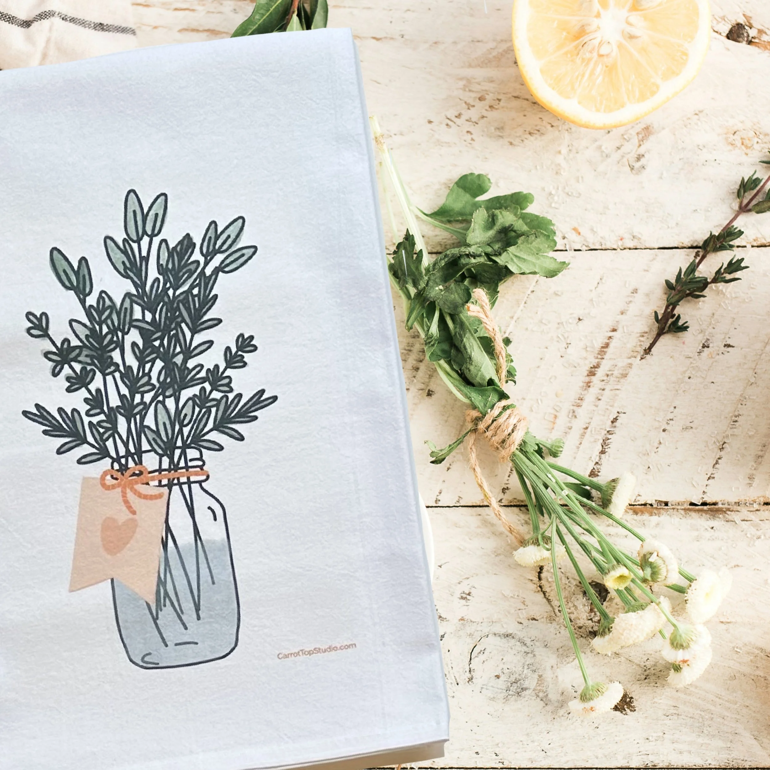 Tea towel with Serenity Prayer | Carrot Top Studio