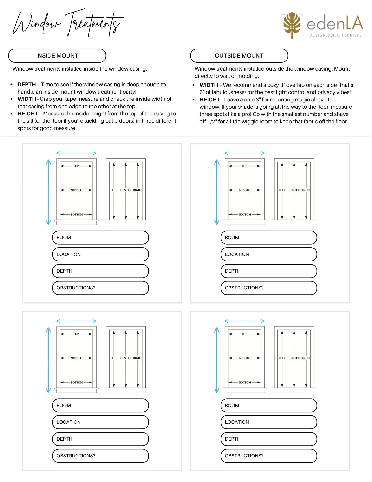 How To Measure For Window Treatments -Drapes and Shades — EdenLA Los ...