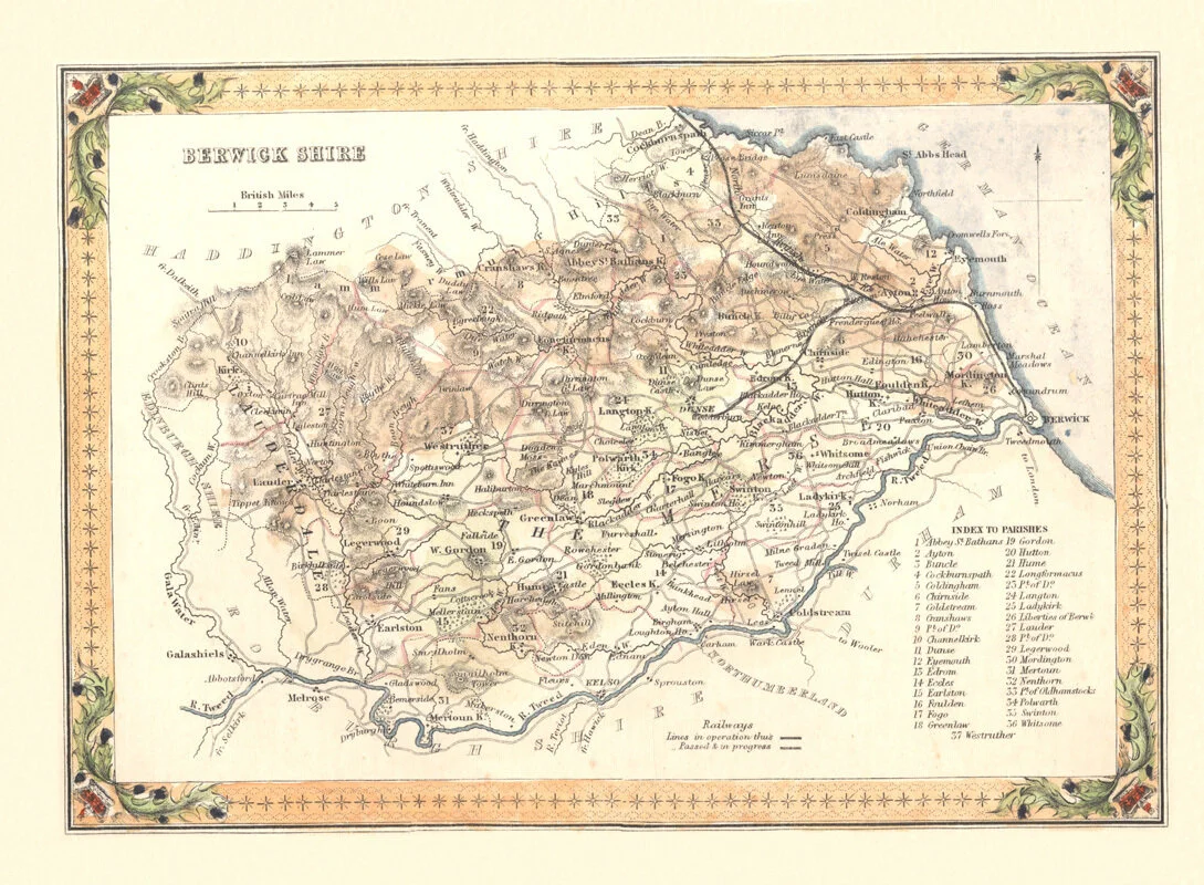 MAP OF BERWICKSHIRE BY FULLARTON 1868 — The Royal Mile Gallery