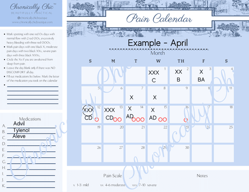 Pain Calendar | Chronically Chic