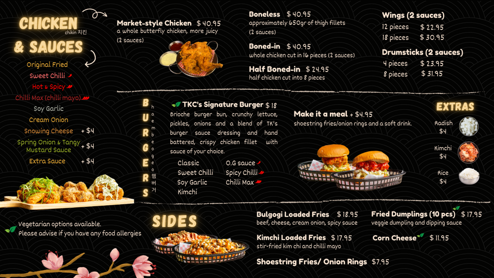 Menu — Tasty Korea Chicken | Hobart | Korean BBQ Restaurant