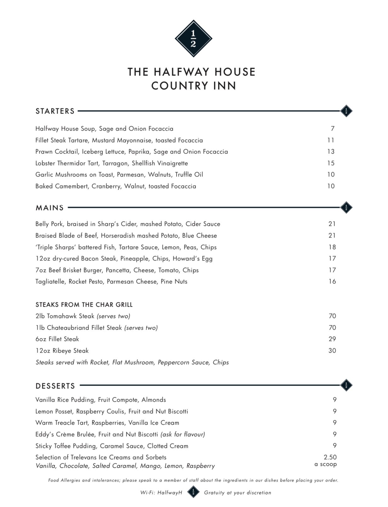 Our Menus — WELCOME