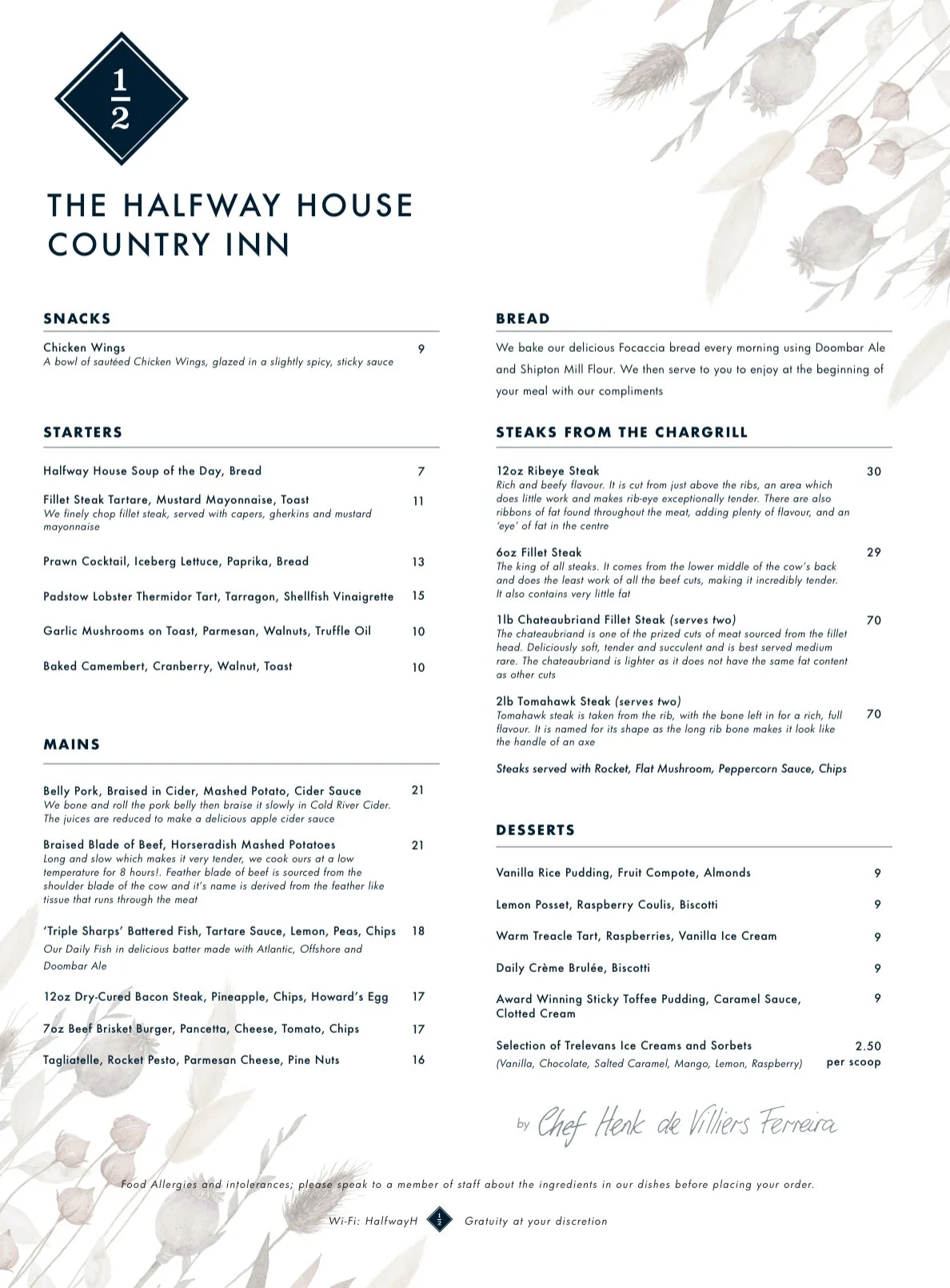 Our Menus — WELCOME
