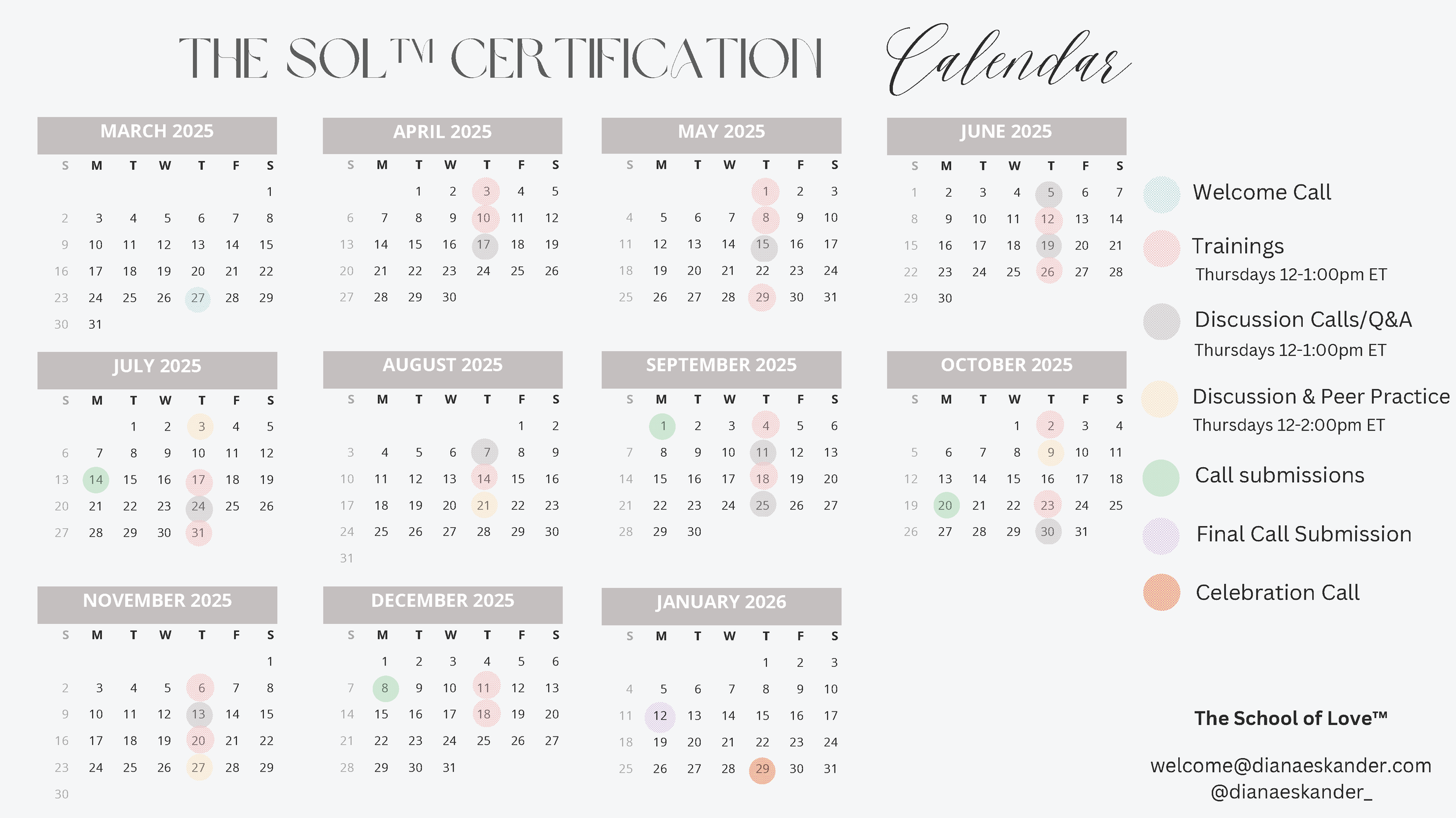 The SOL Certification - 2025 Calendar — Diana Eskander