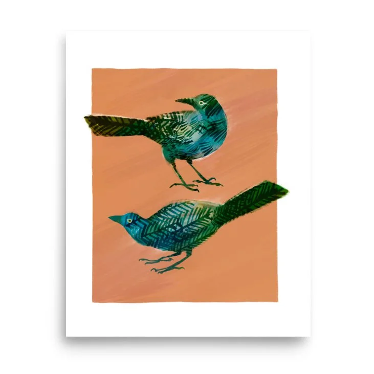 Green Grackles Art Print — KATE ANDERSON | illustration + design