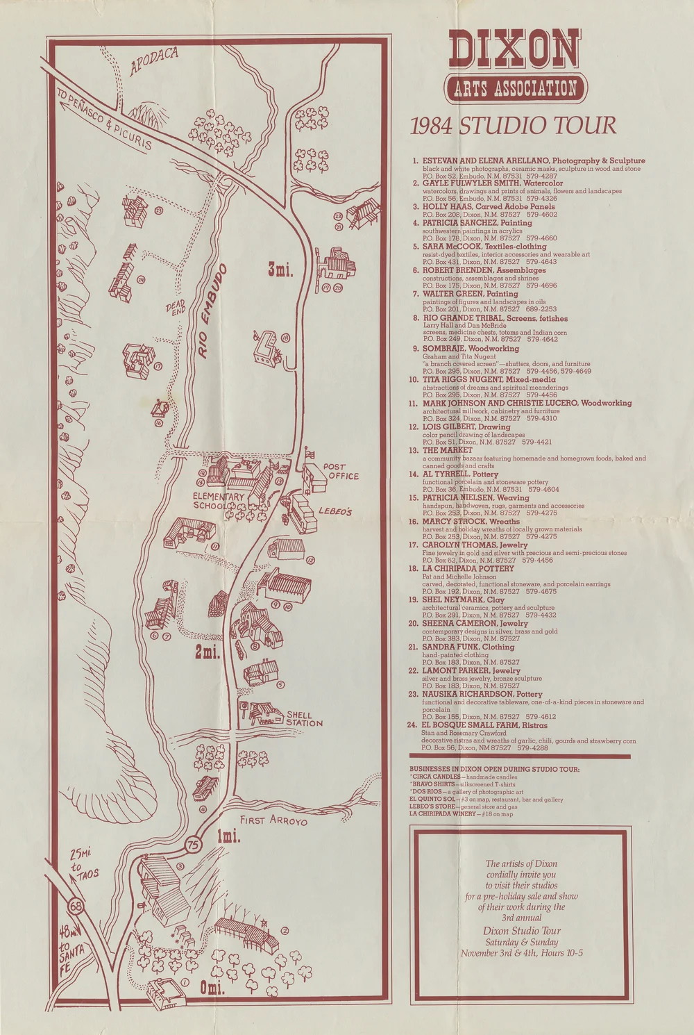 Map/Brochures — Dixon Studio Tour