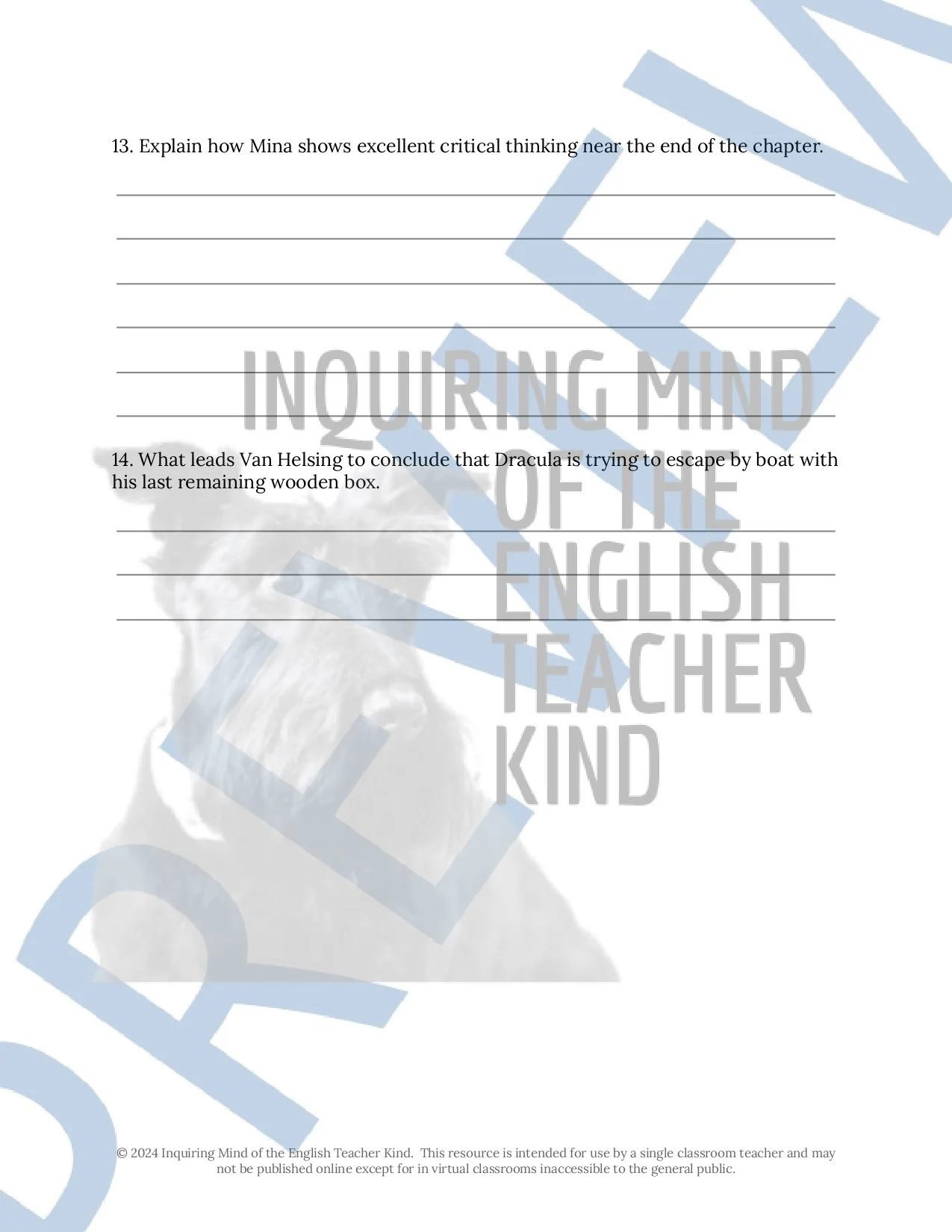 Dracula by Bram Stoker Chapters 22-24 Quiz, Close Reading Inference ...