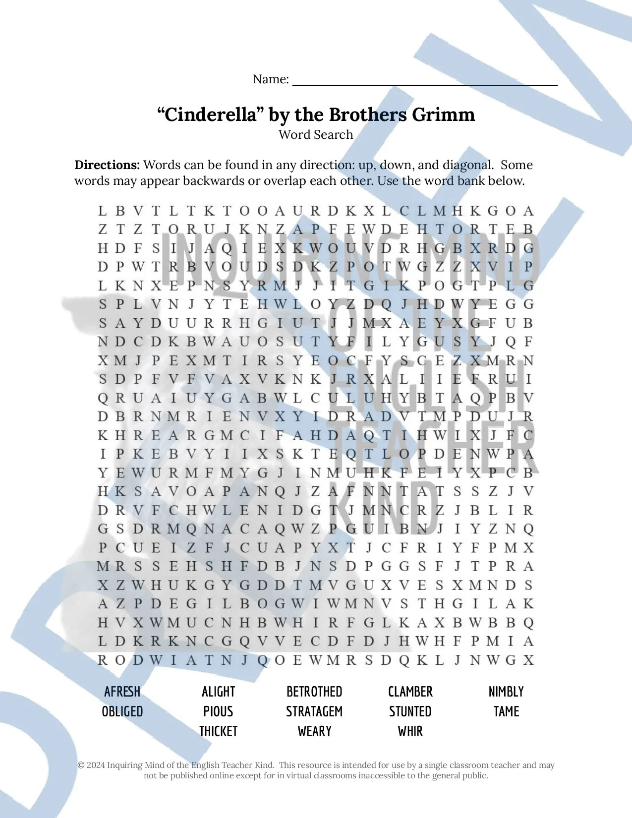 "Cinderella" by the Brothers Grimm Quiz, Close Reading, and Vocabulary ...