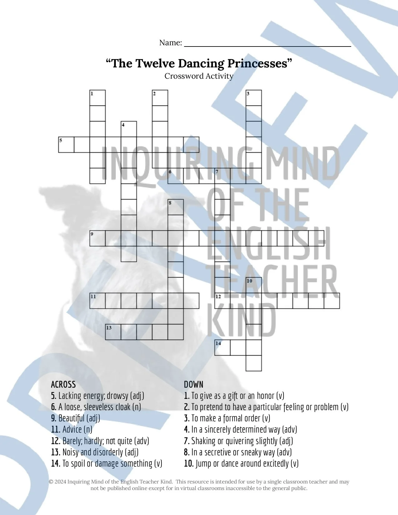 "The Twelve Dancing Princesses" Quiz, Close Reading Activity, and ...
