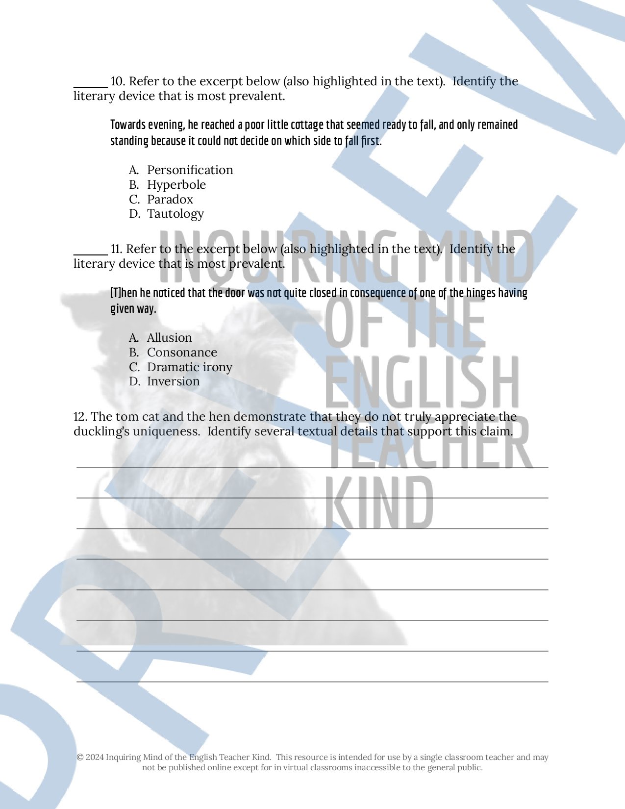 "The Ugly Duckling" Quiz, Close Reading Worksheet, and Vocabulary Games ...