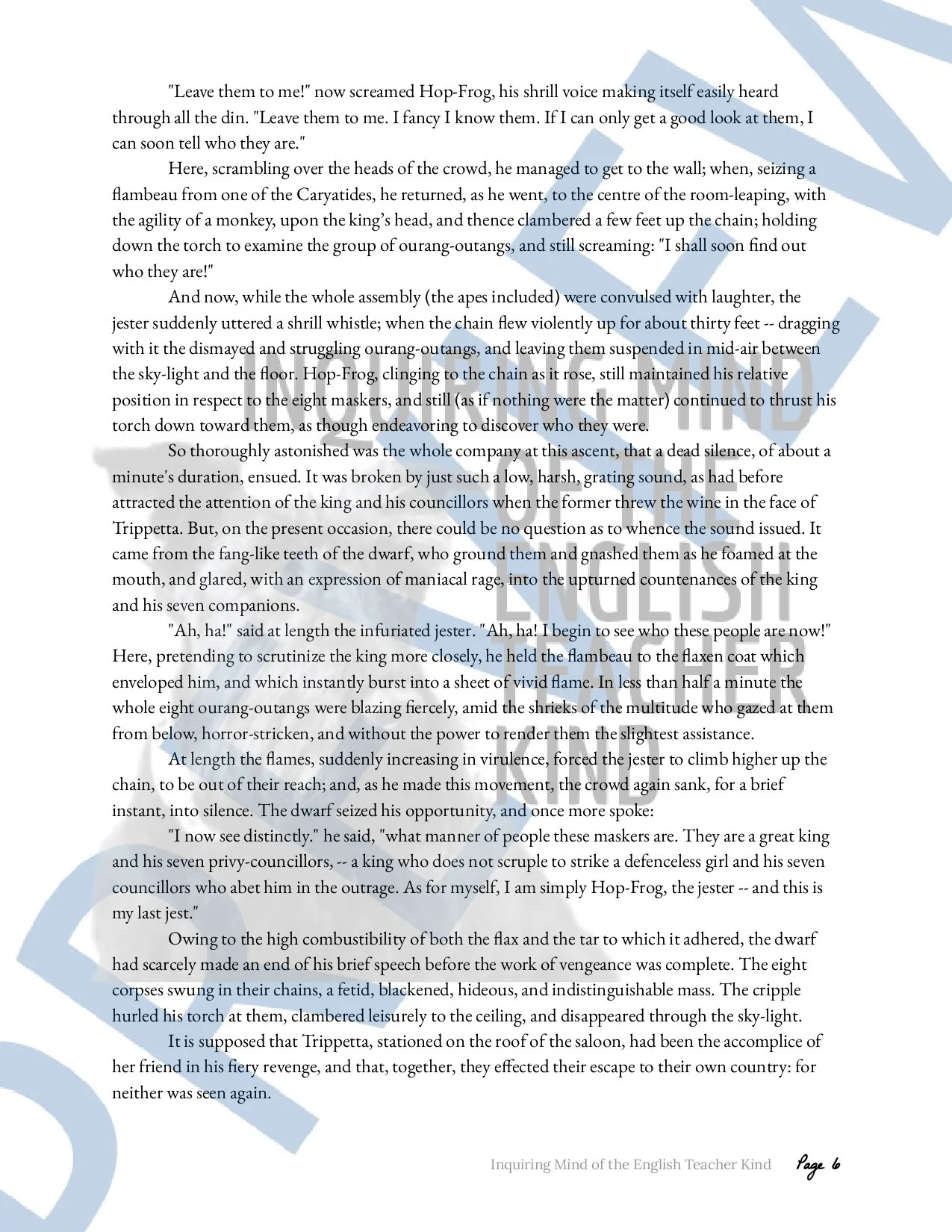 "Hop Frog" by Edgar Allan Poe Quiz, Close Reading Worksheets, and ...