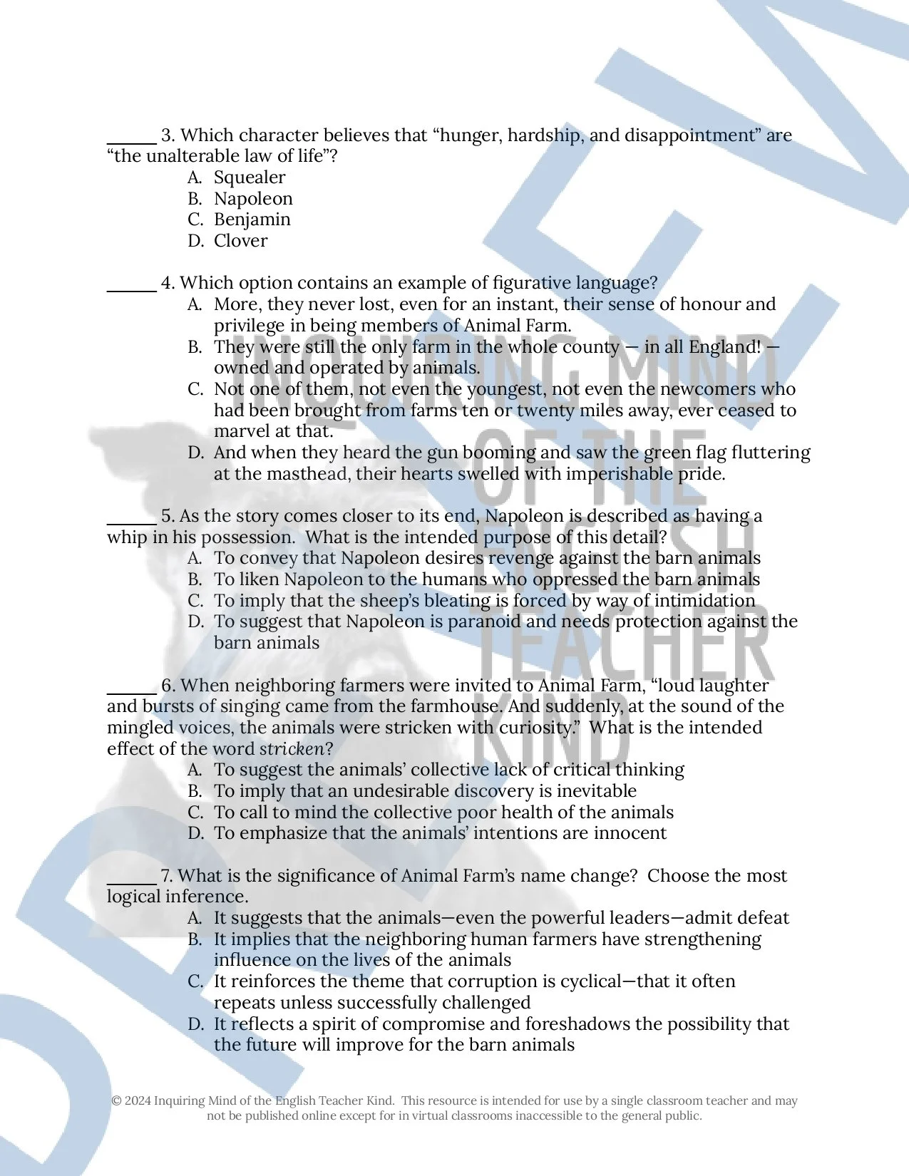 Animal Farm by George Orwell Close Reading Analysis Worksheets Bundle ...