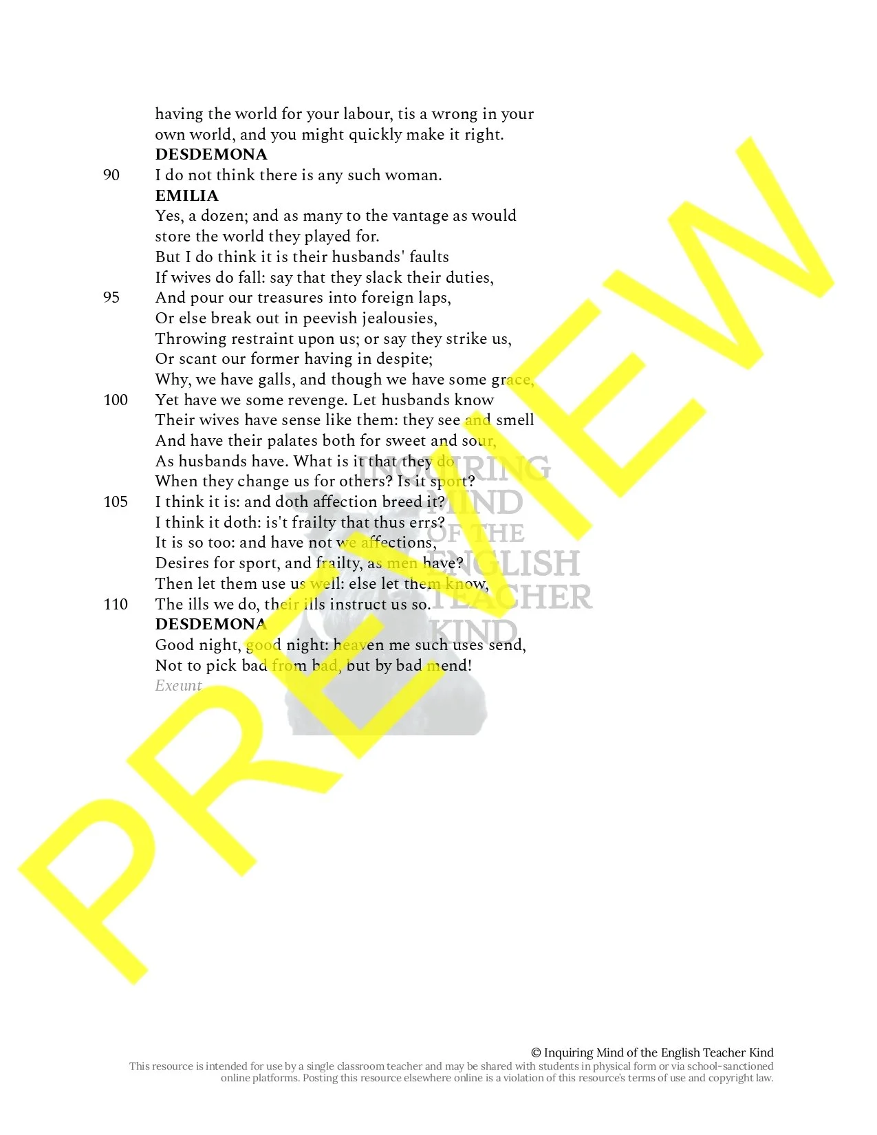 Othello Act 4 Quiz and Close Reading Analysis Worksheets Bundle ...