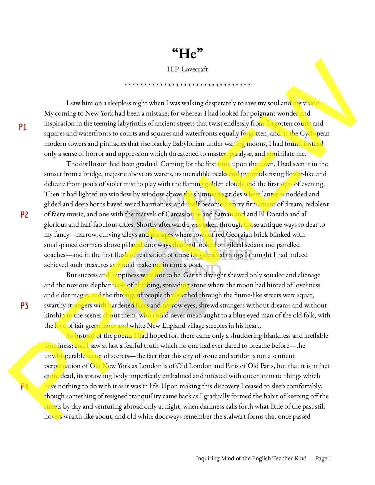 "The Tomb" by H.P. Lovecraft Quiz and Close Reading Worksheet Bundle ...