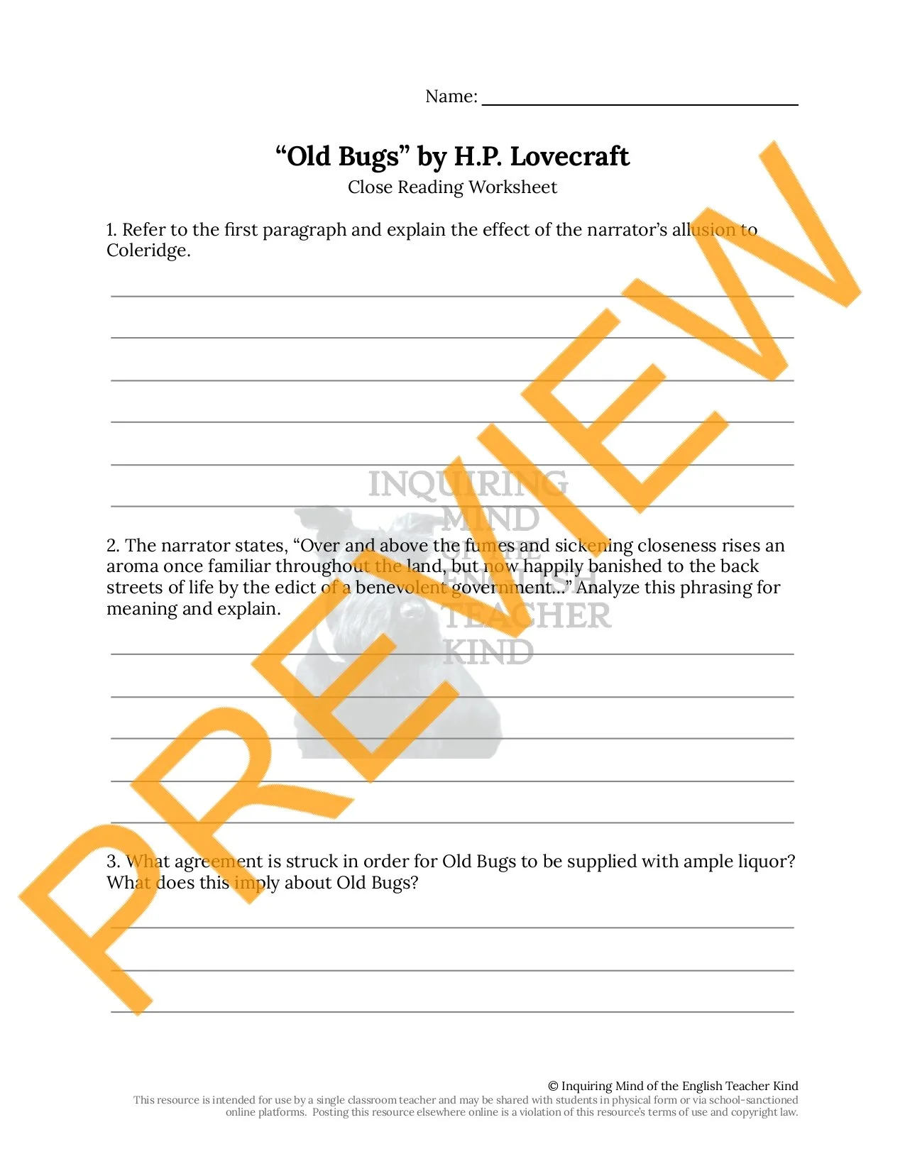 "The Tomb" by H.P. Lovecraft Quiz and Close Reading Worksheet Bundle ...
