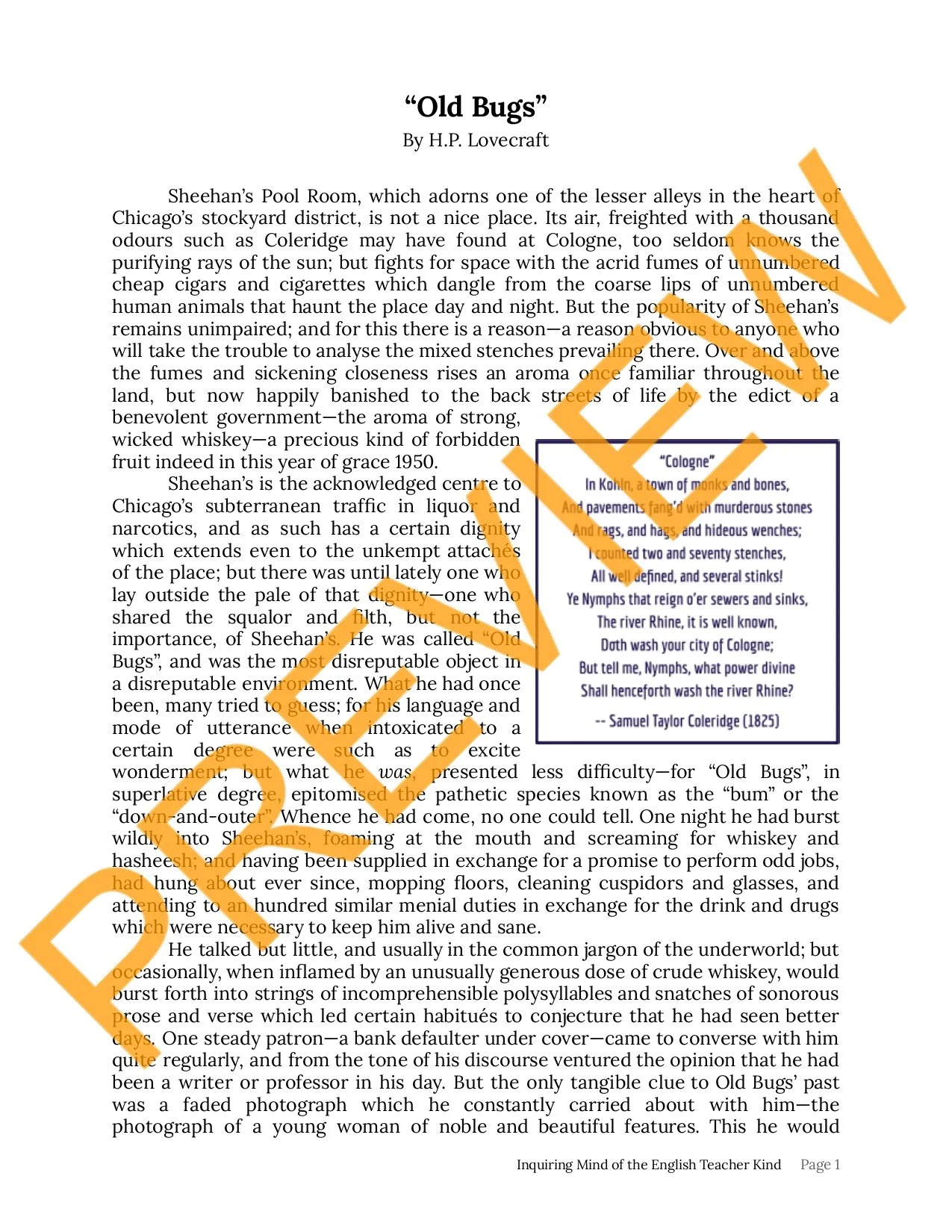 "The Tomb" by H.P. Lovecraft Quiz and Close Reading Worksheet Bundle ...