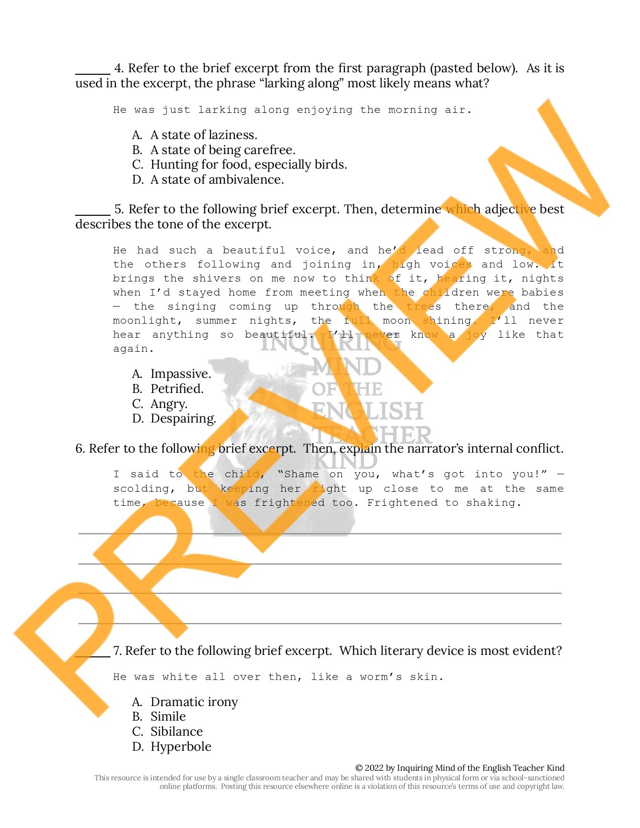 "The Wife's Story" by Ursula K. Le Guin Close Reading Worksheet ...