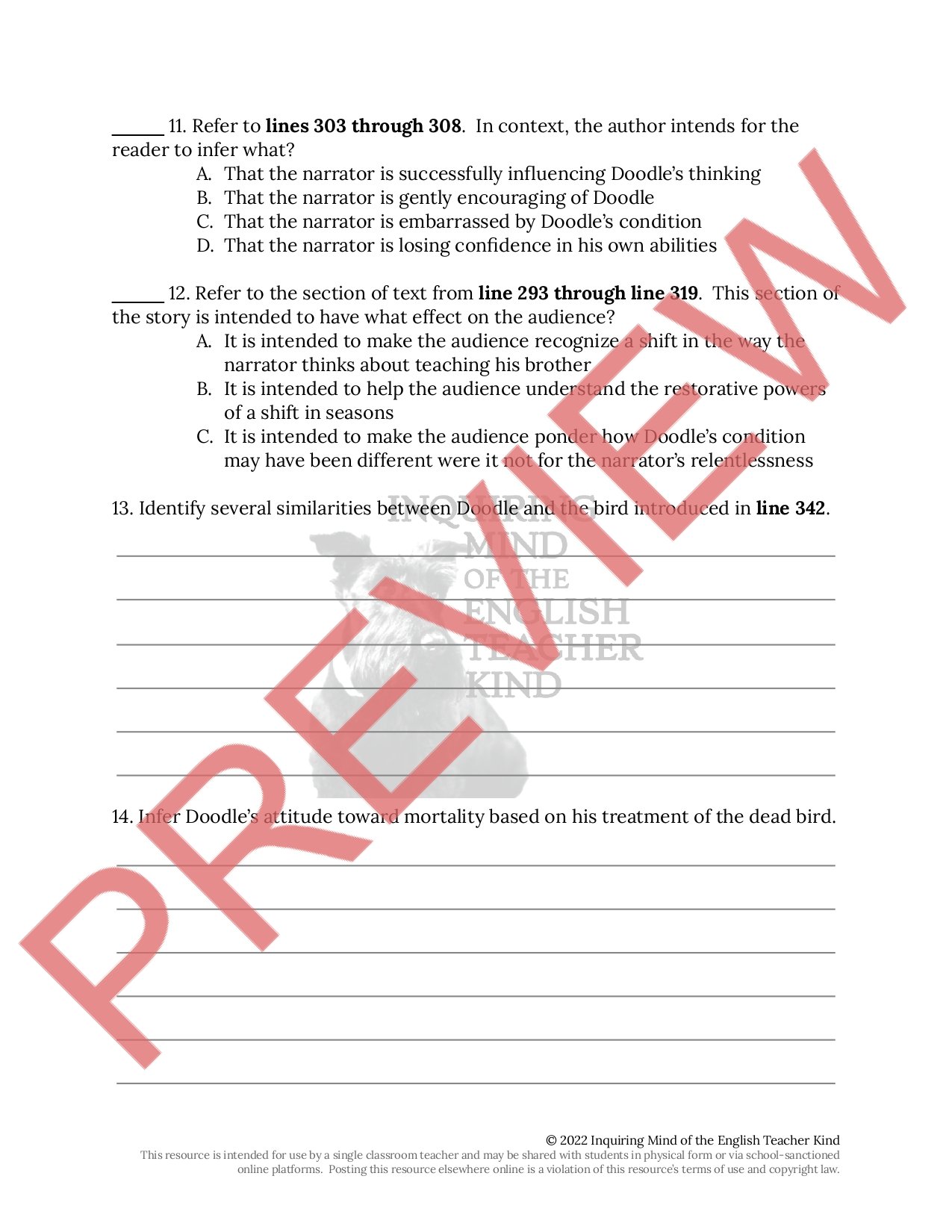 "The Scarlet Ibis" by James Hurst Quiz and Close Reading Analysis ...