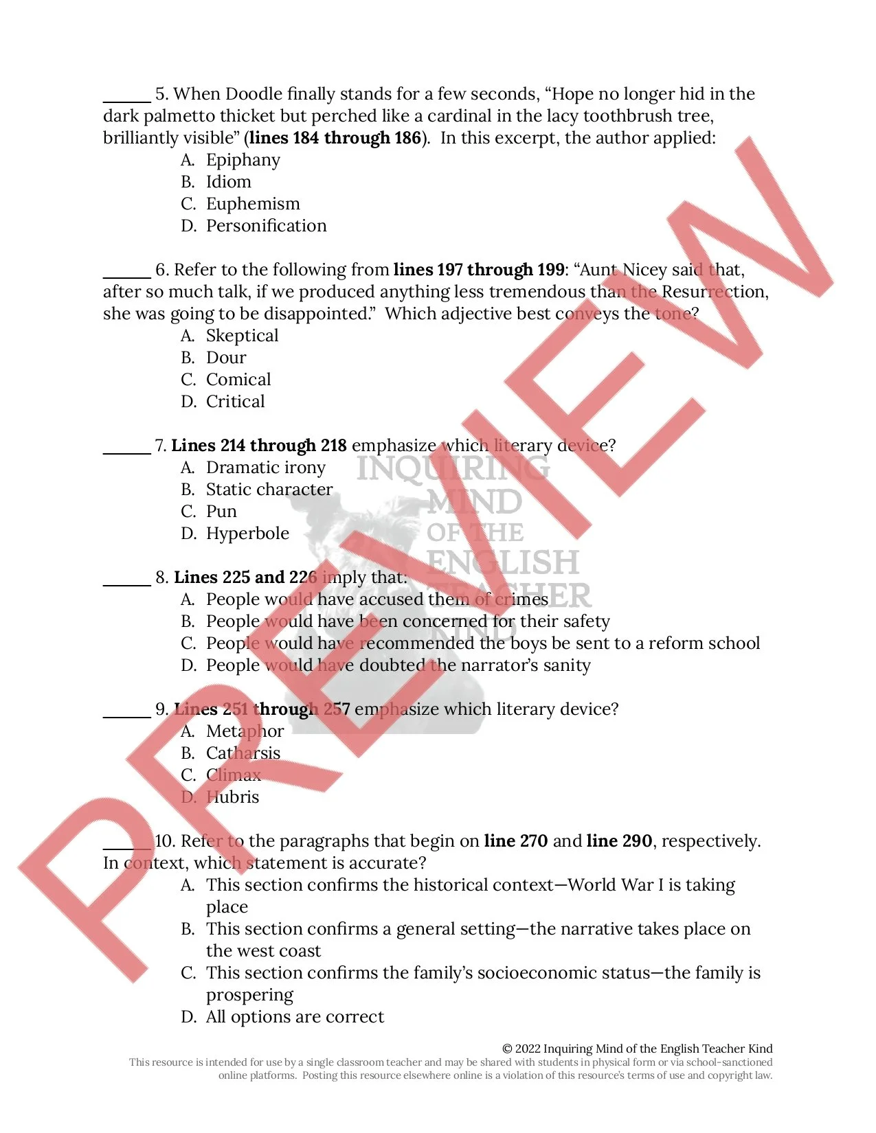 "The Scarlet Ibis" by James Hurst Quiz and Close Reading Analysis ...