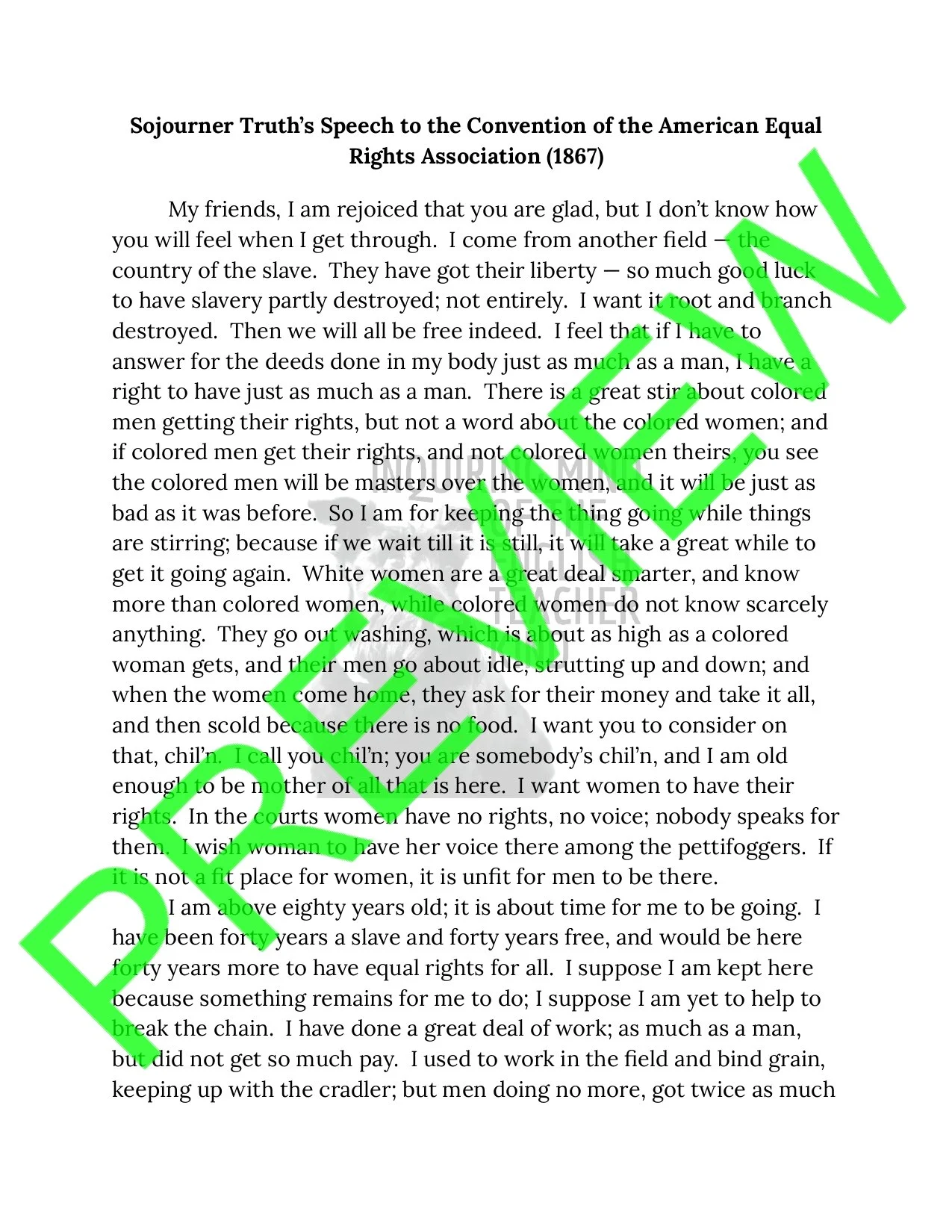 Close Reading of a Persuasive Speech by Sojourner Truth — Inquiring ...