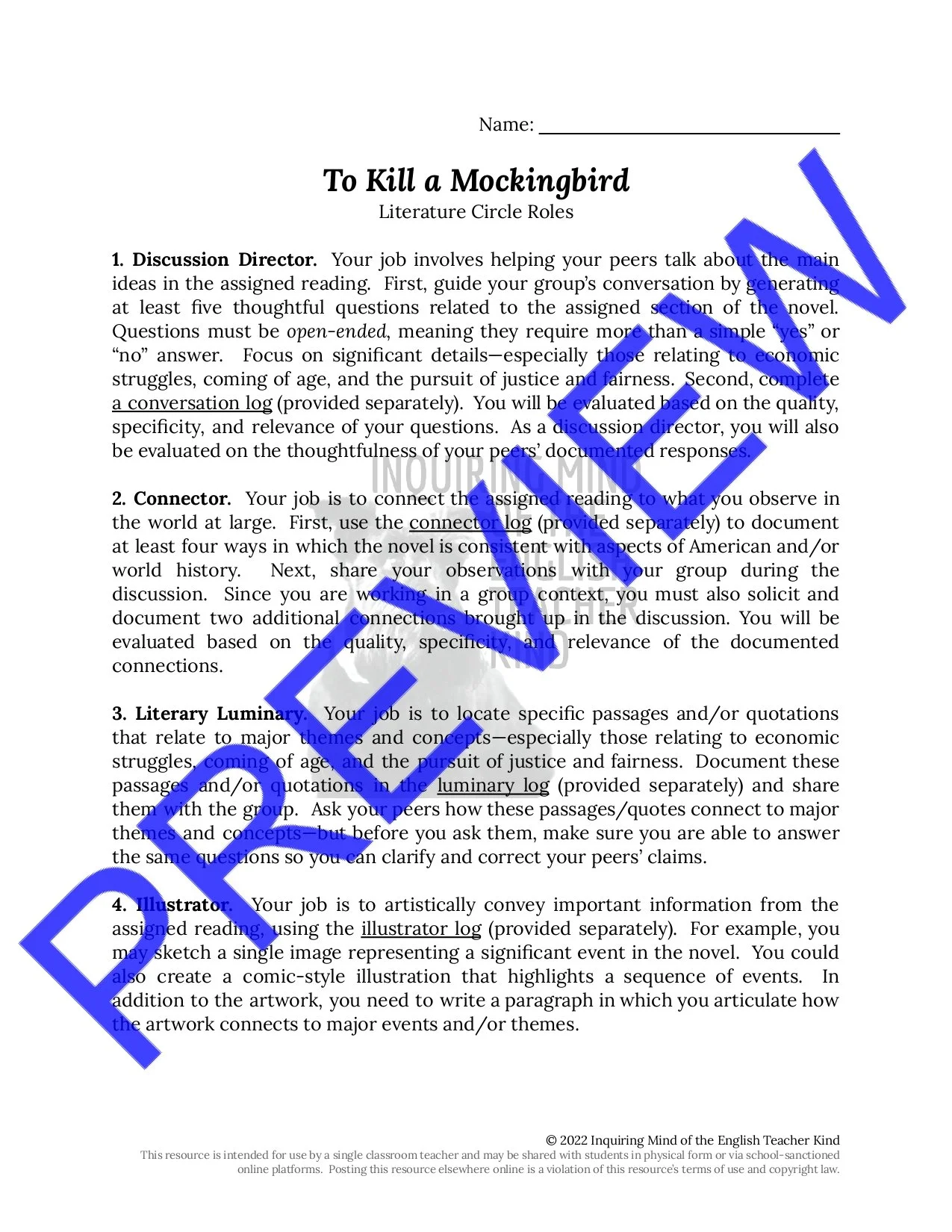 To Kill a Mockingbird — Teaching Resources — Inquiring Mind of the ...