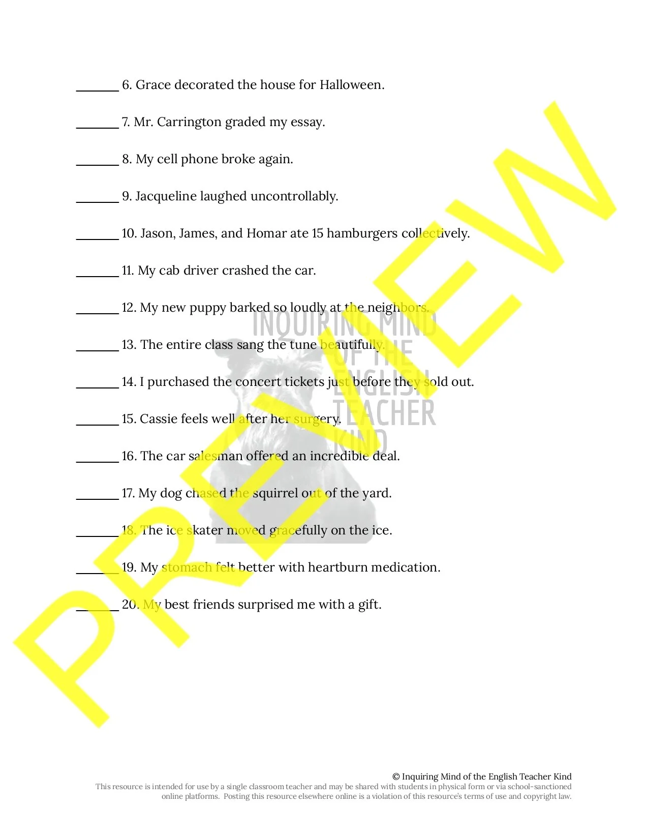 Grammar Practice Worksheet on Transitive and Intransitive Verbs for ...