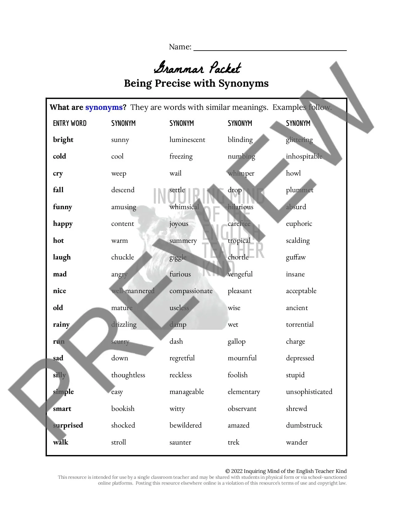 Grammar Practice Worksheet On Precise Language With Synonyms For High grammar-practice-worksheet-on-precise-language-with-synonyms-for-high