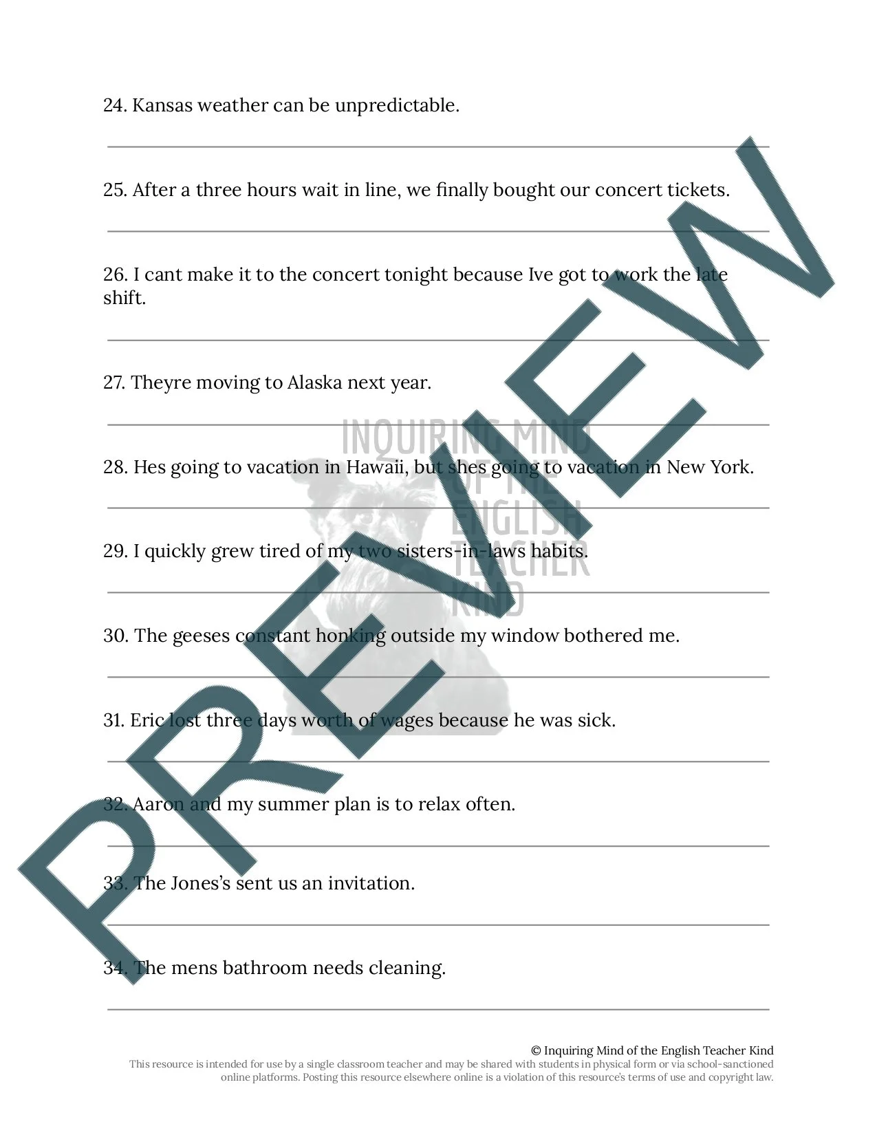 Grammar Practice Worksheet on Misplaced and Dangling Modifiers for High ...