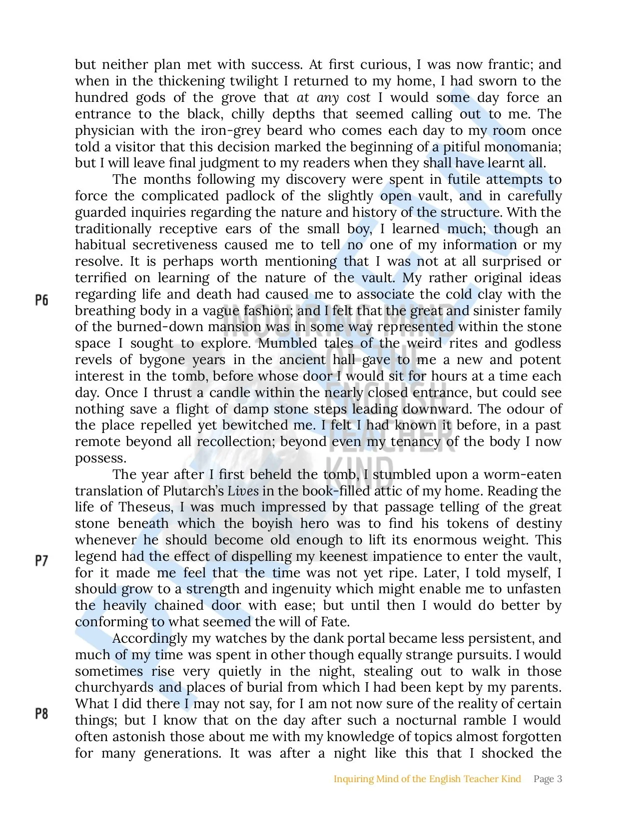 "The Tomb" by H.P. Lovecraft Quiz and Close Reading Worksheet Bundle ...