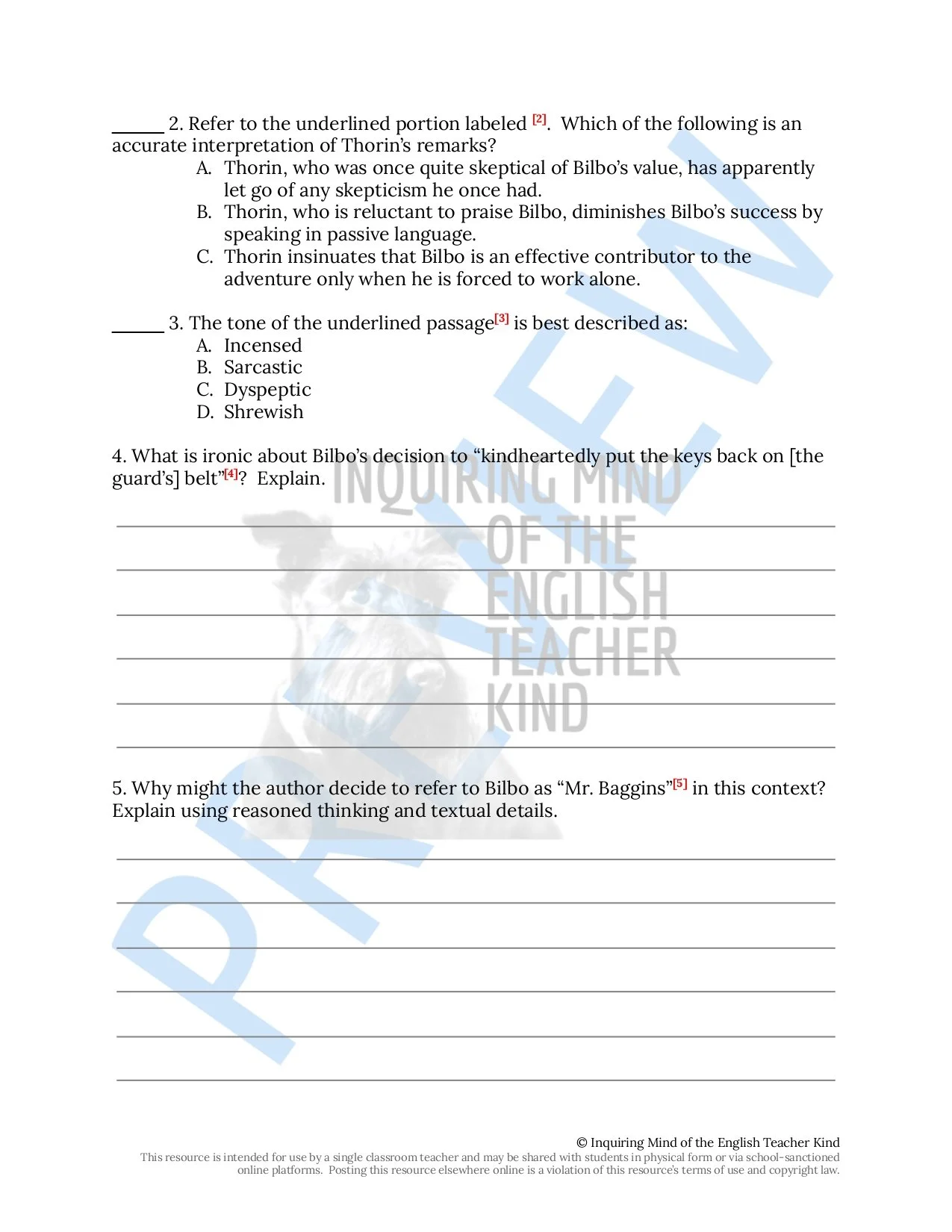 The Hobbit Close Reading Worksheets Bundle with Answer Keys — Inquiring ...