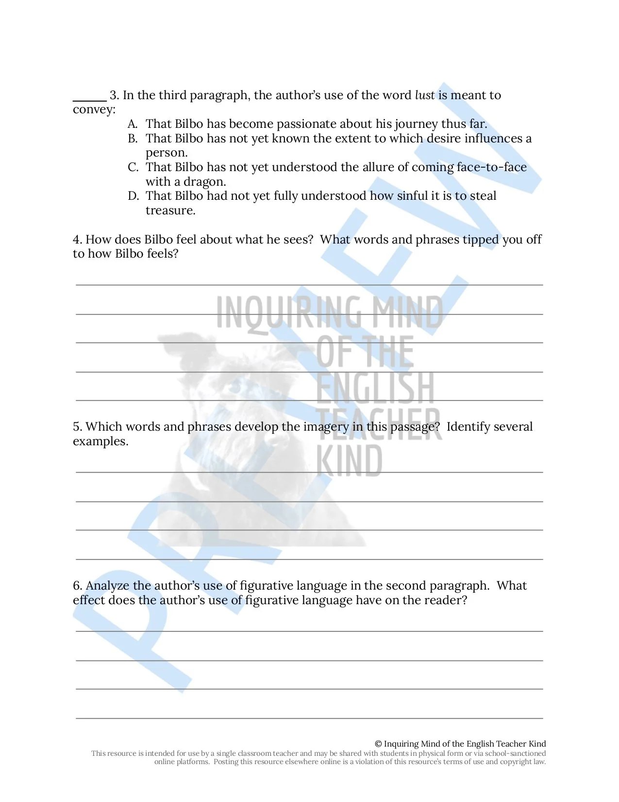 The Hobbit Close Reading Worksheets Bundle with Answer Keys — Inquiring ...