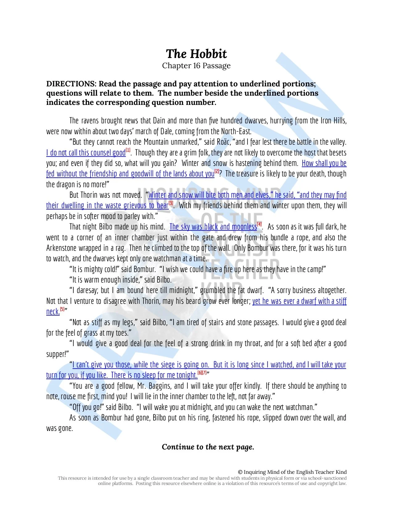 The Hobbit Close Reading Worksheets Bundle with Answer Keys — Inquiring ...