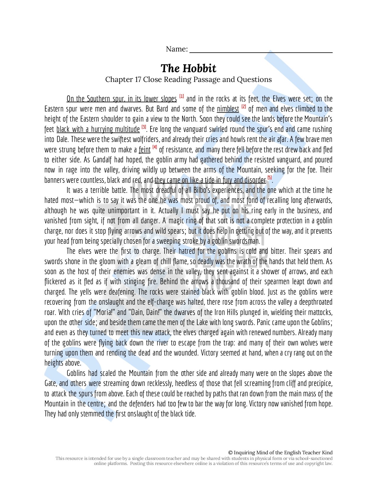 The Hobbit Close Reading Worksheets Bundle with Answer Keys — Inquiring ...