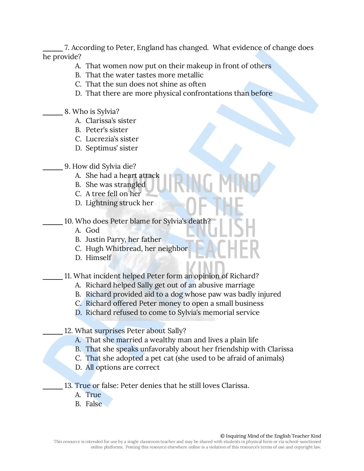 Mrs. Dalloway — Teaching Resources — Inquiring Mind of the English ...