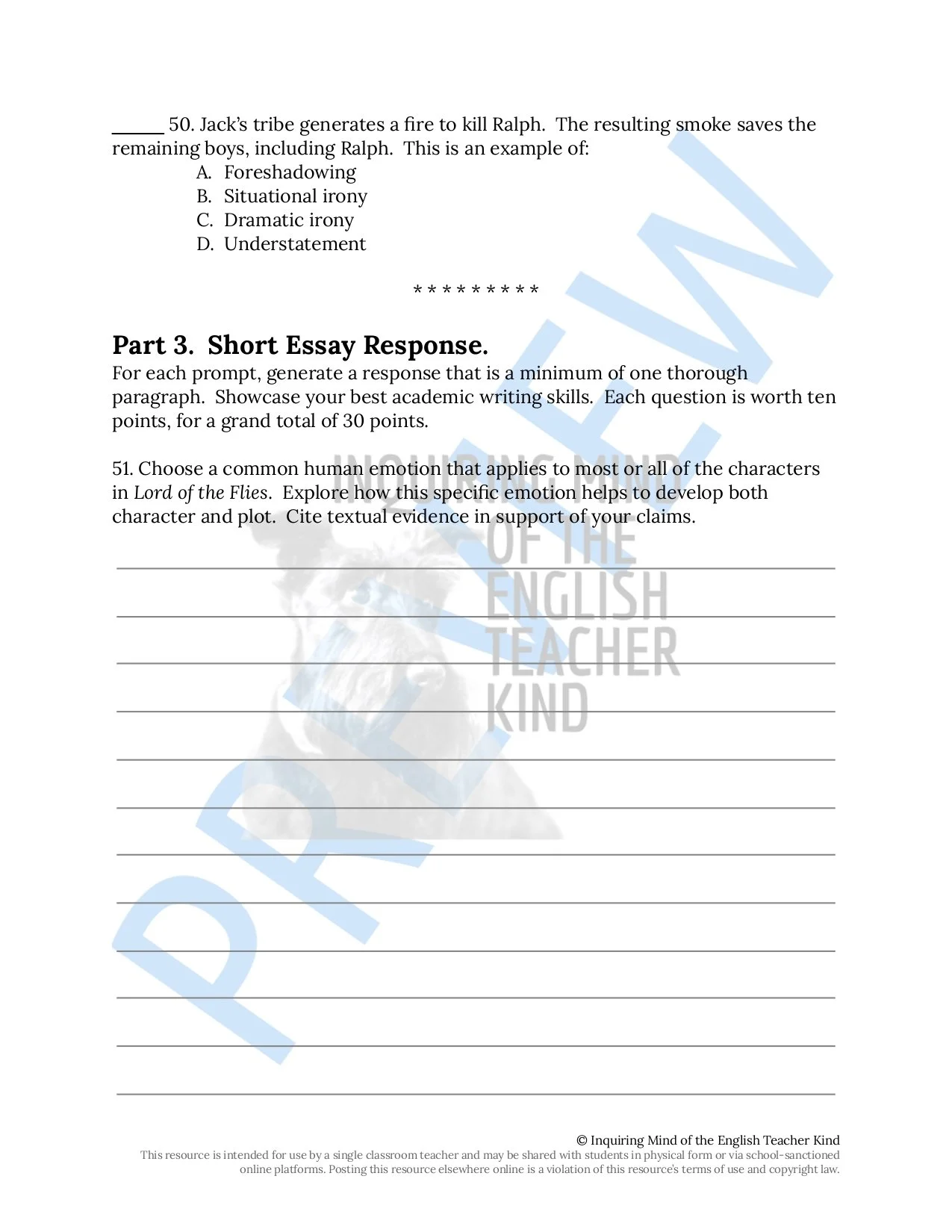 Lord of the Flies Quiz, Close Reading, Vocabulary Game, Test, and ...