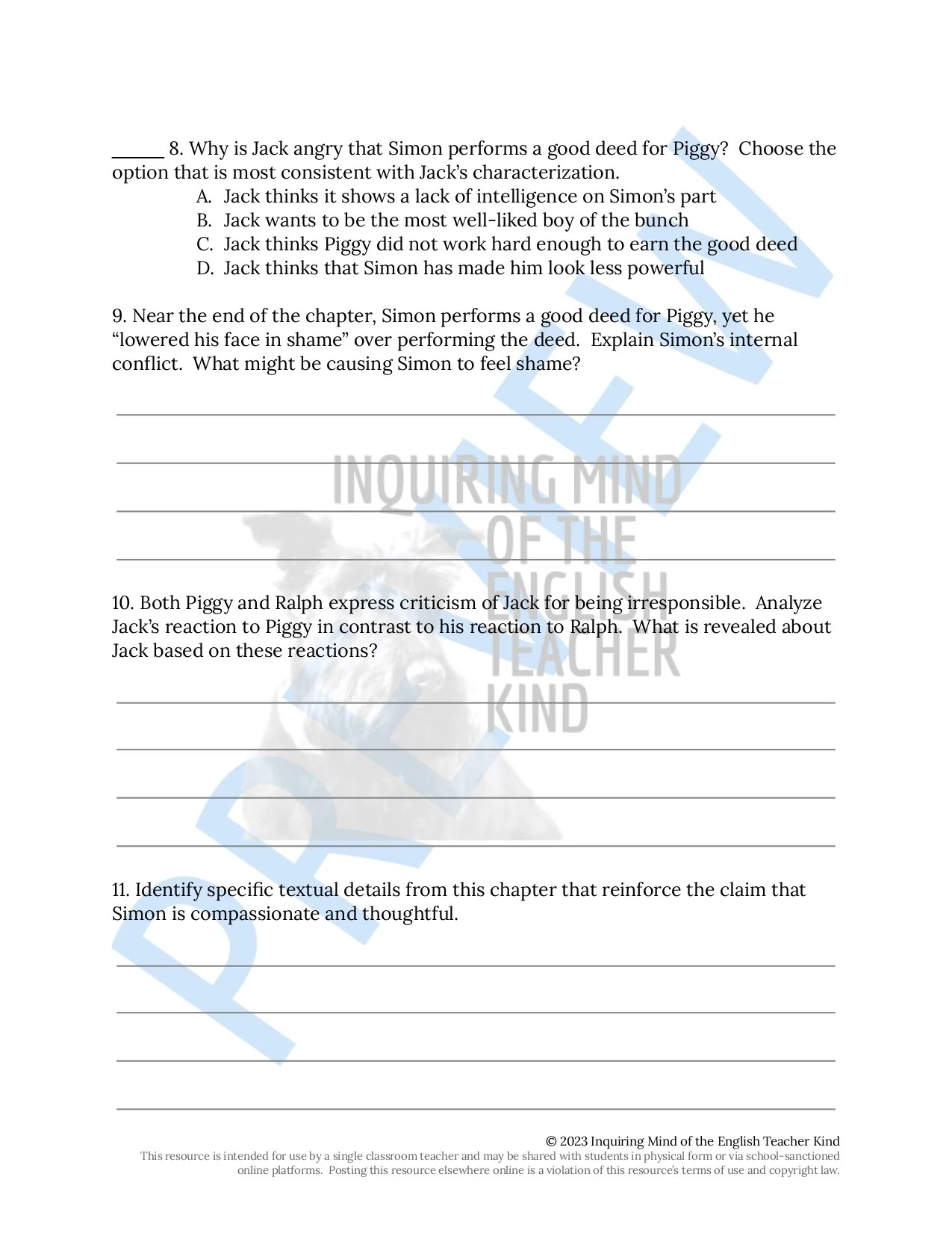Lord of the Flies Quiz, Close Reading, and Test Bundle for High School ...