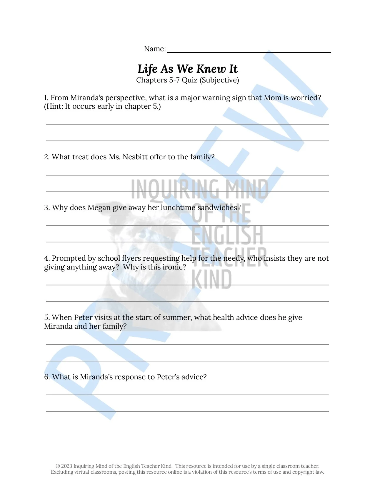 Life As We Knew It by Susan Beth Pfeffer Quiz and Answer Key Bundle ...