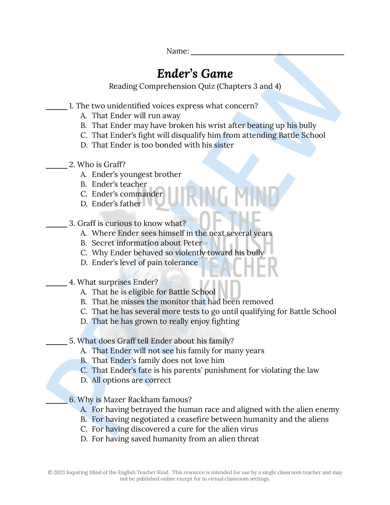 Teaching Resources — Inquiring Mind of the English Teacher Kind