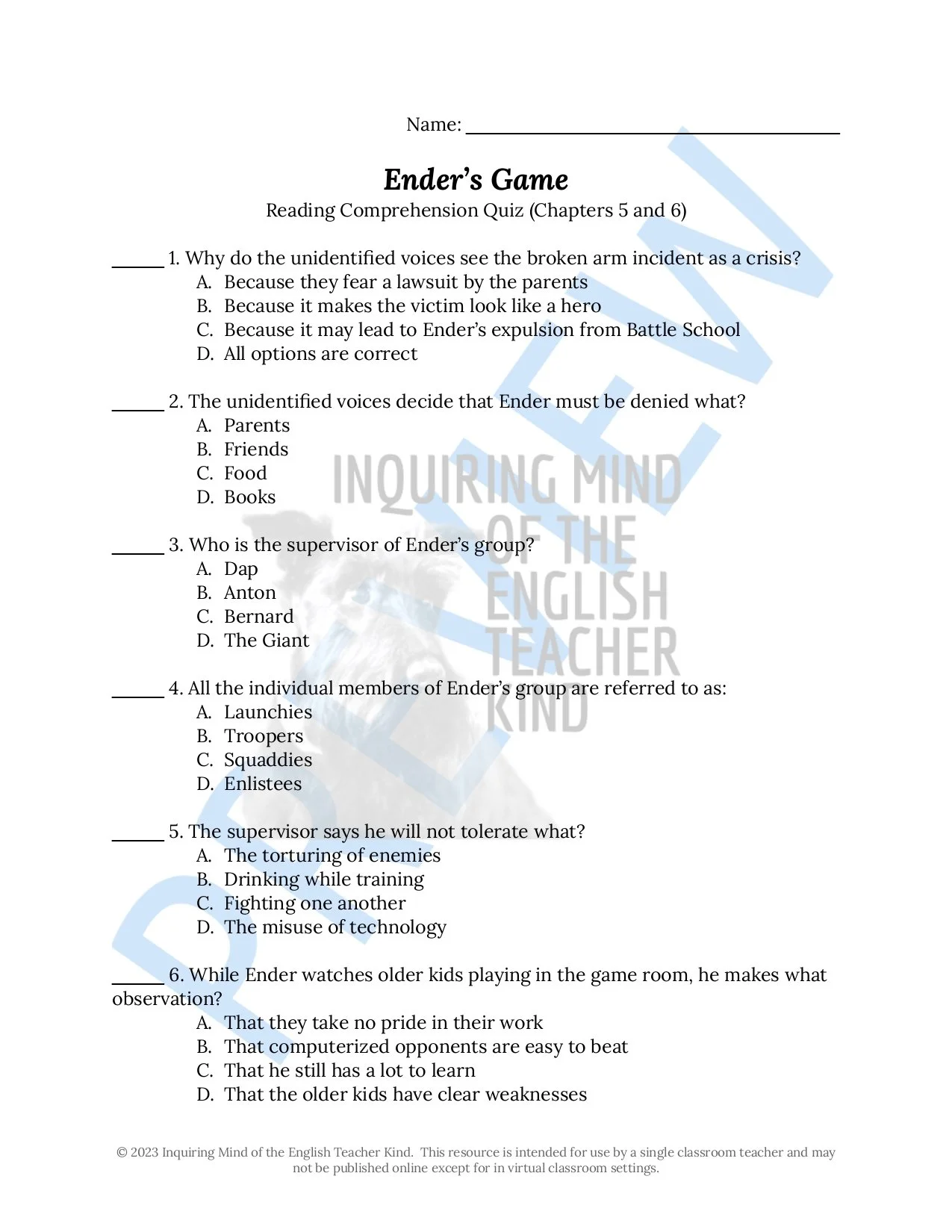 Teaching Resources — Inquiring Mind of the English Teacher Kind
